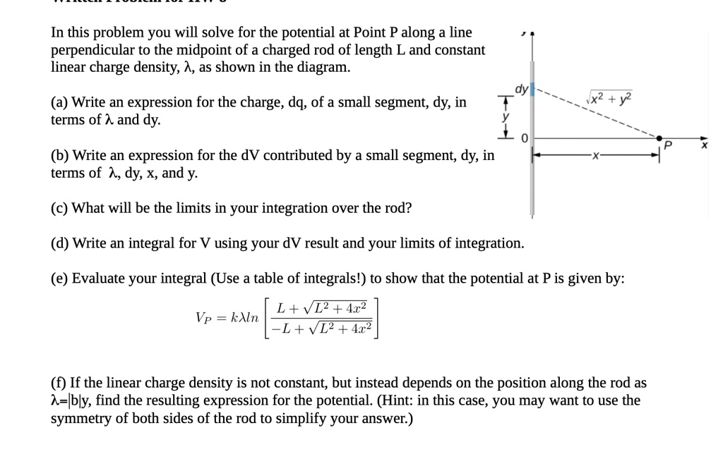 SOLVED: In this problem, you will solve for the potential at Point P along a line perpendicular ...