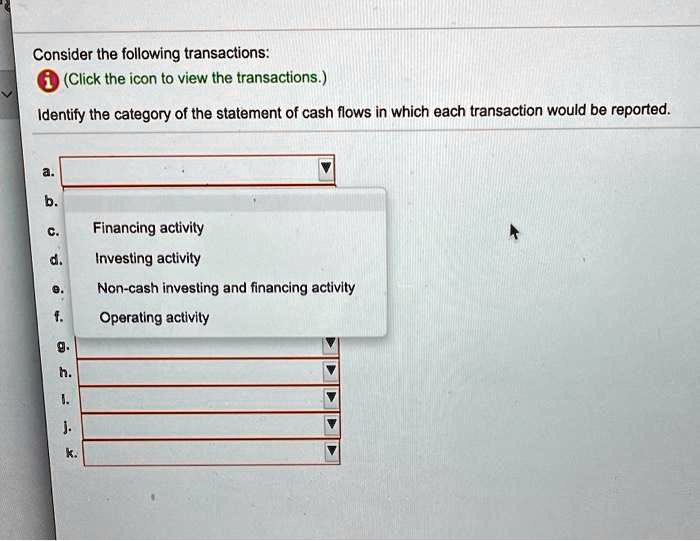 SOLVED: Consider the following transactions: i(Click the icon to view the transactions ...