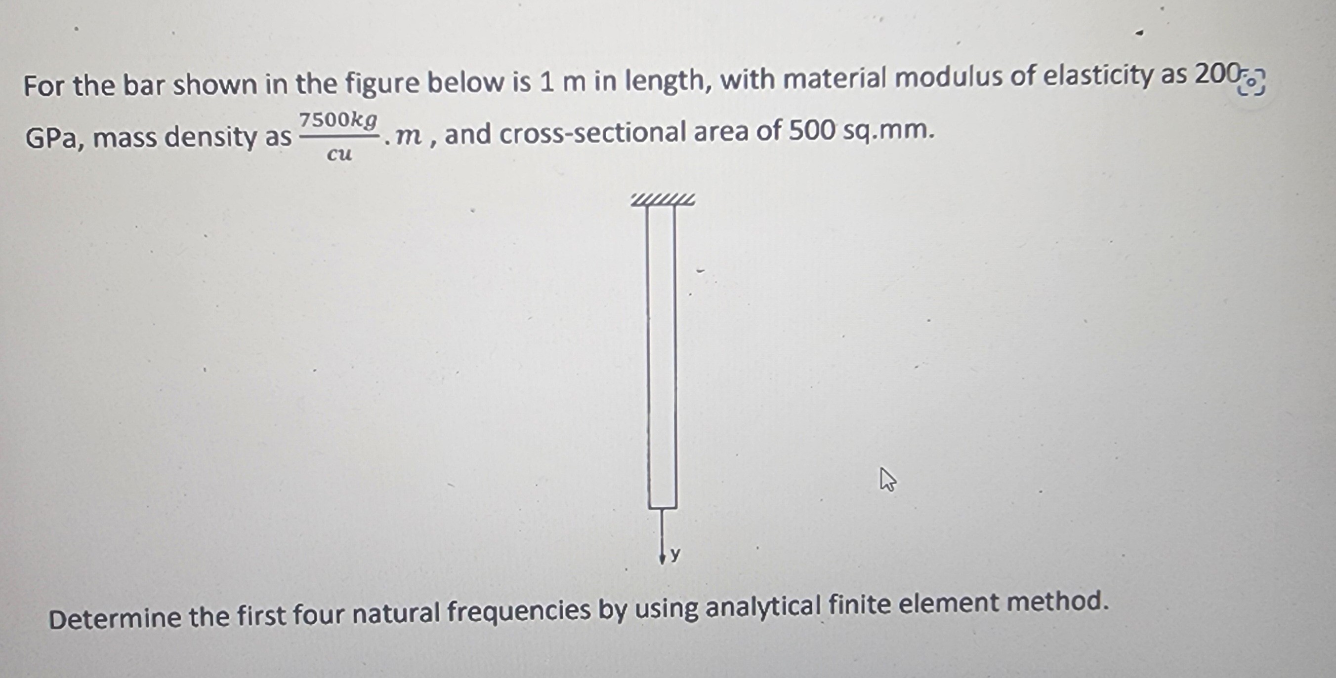 For the bar shown in the figure below is 1 m in length, with material modulus of elasticity as ...