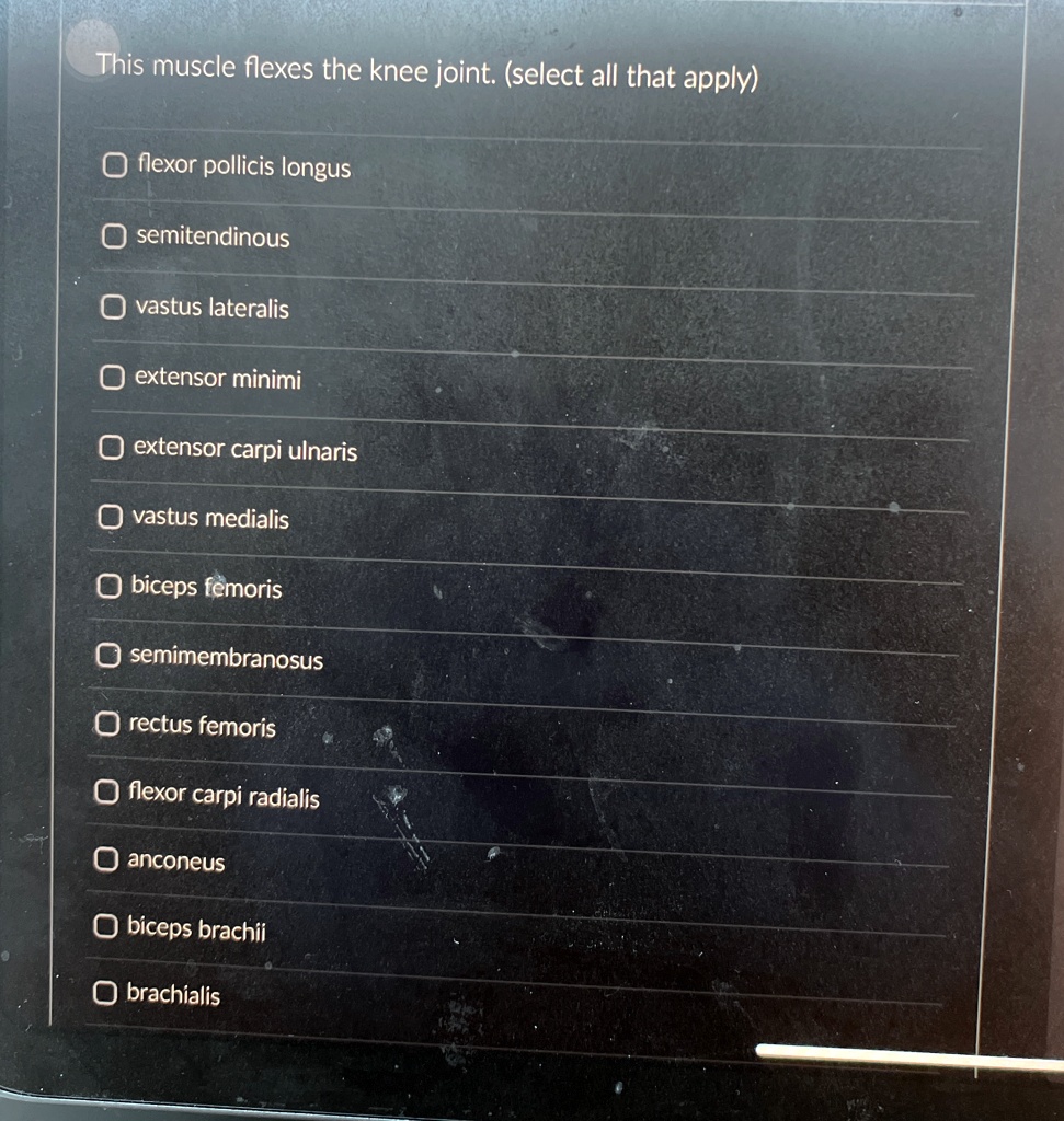 this muscle flexes the knee joint select all that apply flexor pollicis ...