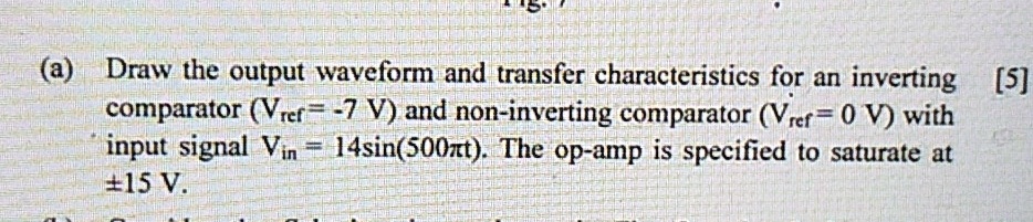 a draw the output waveform and transfer characteristics for an inverting comparator vref 7v and ...