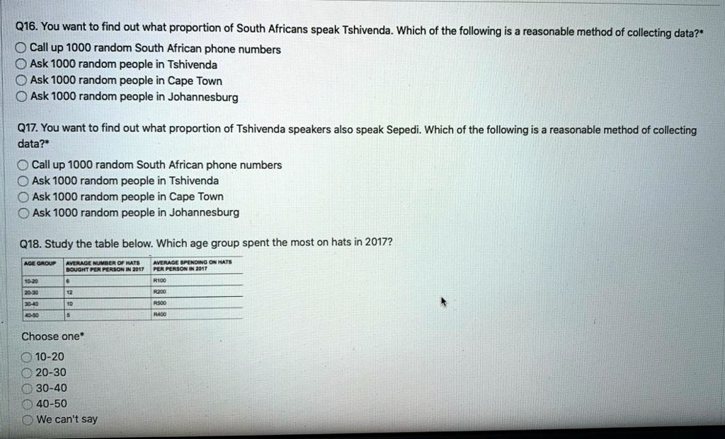 q16 you want to find out what proportion of south africans speak tshivenda which of the ...