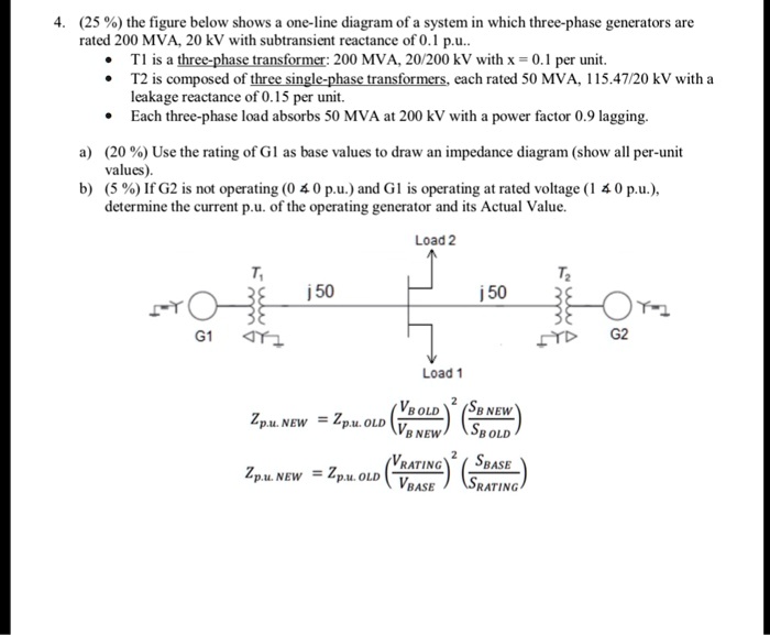 SOLVED: 4. (25%) The figure below shows a one-line diagram of a system in which three-phase ...