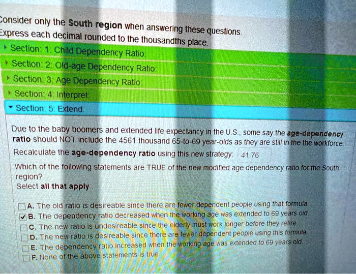 Consider only the South region when answering these questions. Express ...