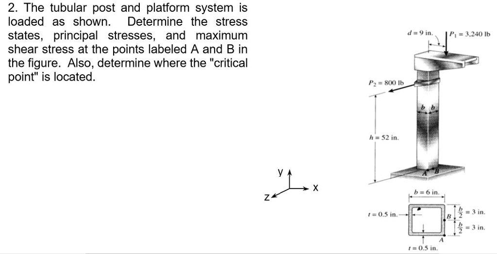 2. The tubular post and platform system is loaded as shown. Determine ...