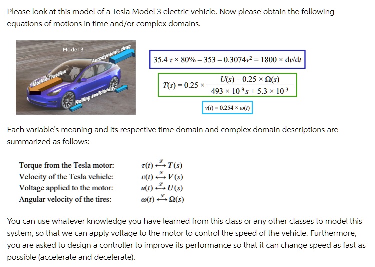 SOLVED: Please look at this model of a Tesla Model 3 electric vehicle ...