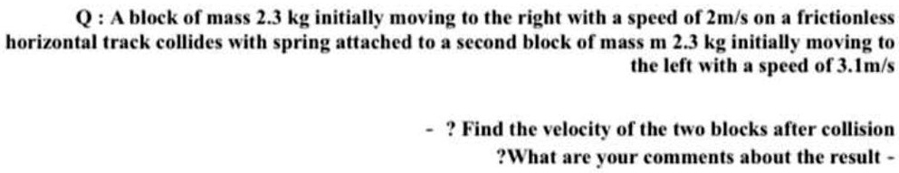 SOLVED: Q A block of mass 2 kg initially moving to the right with ...