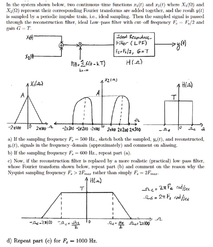 SOLVED: In the system shown below, two continuous-time functions x1(t) and x2(t), where X1(Ï ...
