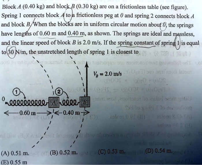 Block A 0 40 Kg And Block B 0 30 Kg Are On A Frictionless Table