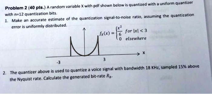 Problem 2 (40 pts.) A random variable X with pdf shown below is quantized with a uniform ...