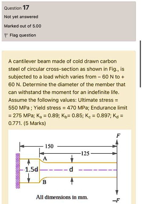 Question 17 Not yet answered Marked out of 5.00 Flag question A ...