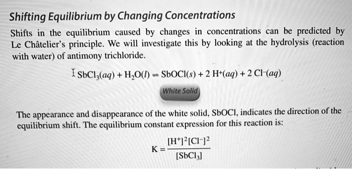 SOLVED: Shifting Equilibrium by Changing Concentrations Shifts in the ...