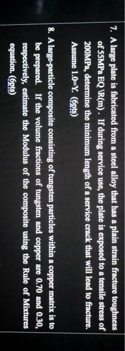 SOLVED: Materials Question Equation: (6pts) Assume 1.0 - Y. (6pts ...