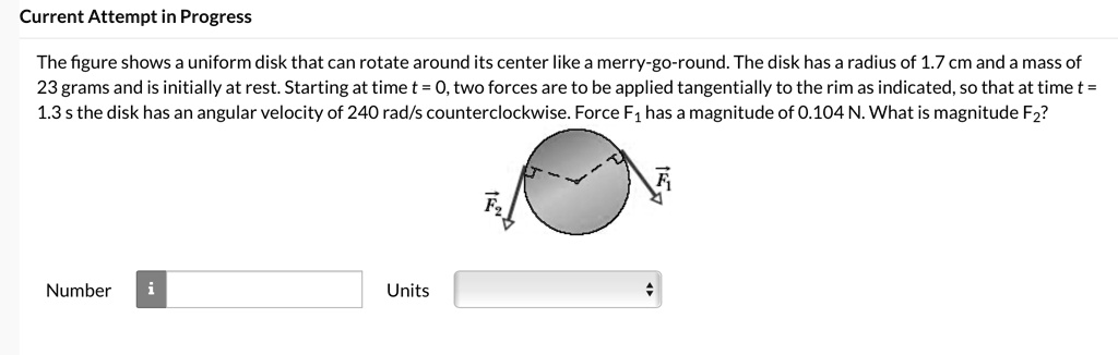 SOLVED: The figure shows a uniform disk that can rotate around its center like a merry-go-round ...