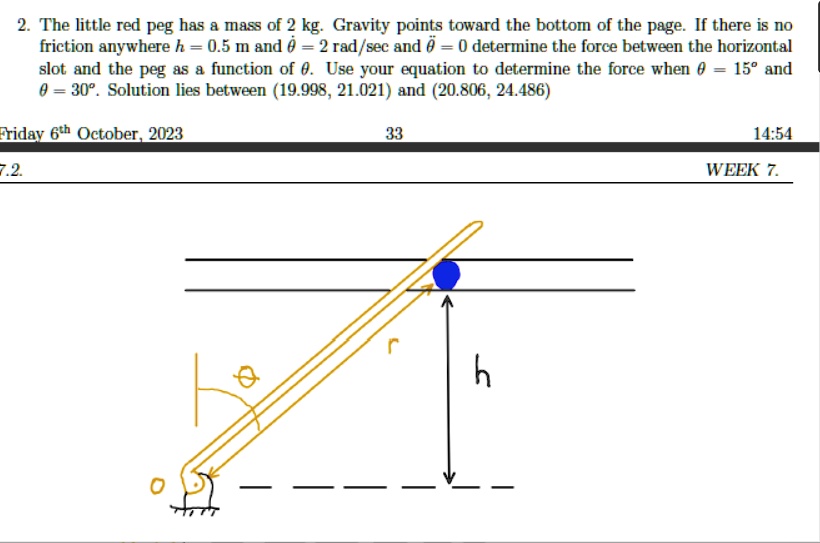 SOLVED: Texts: 2. The little red peg has a mass of 2 kg. Gravity points ...