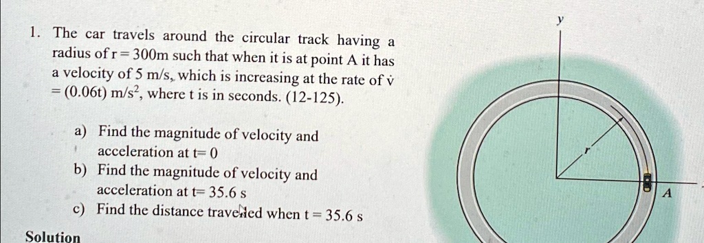 SOLVED: The car travels around the circular track having a radius of r=300m such that when it is ...