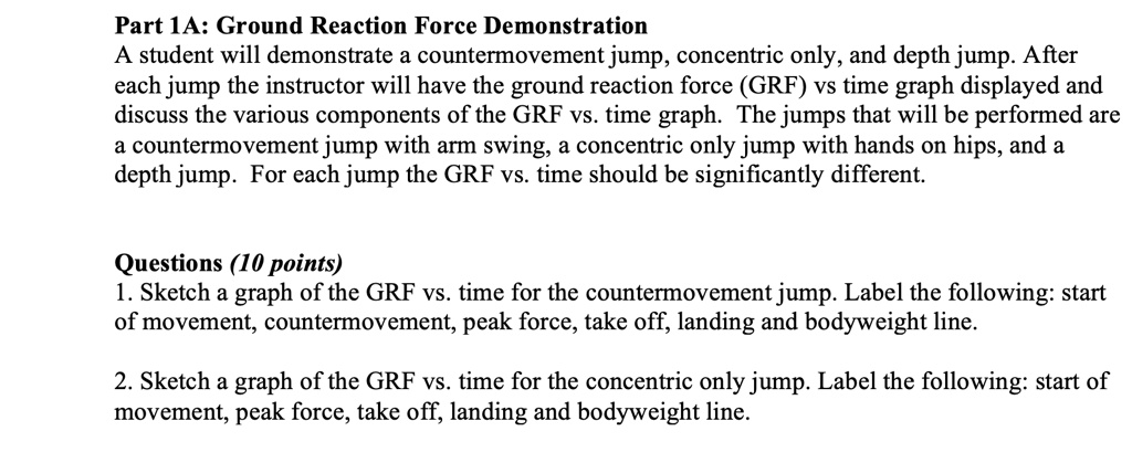 Part 1A: Ground Reaction Force Demonstration A student will demonstrate ...