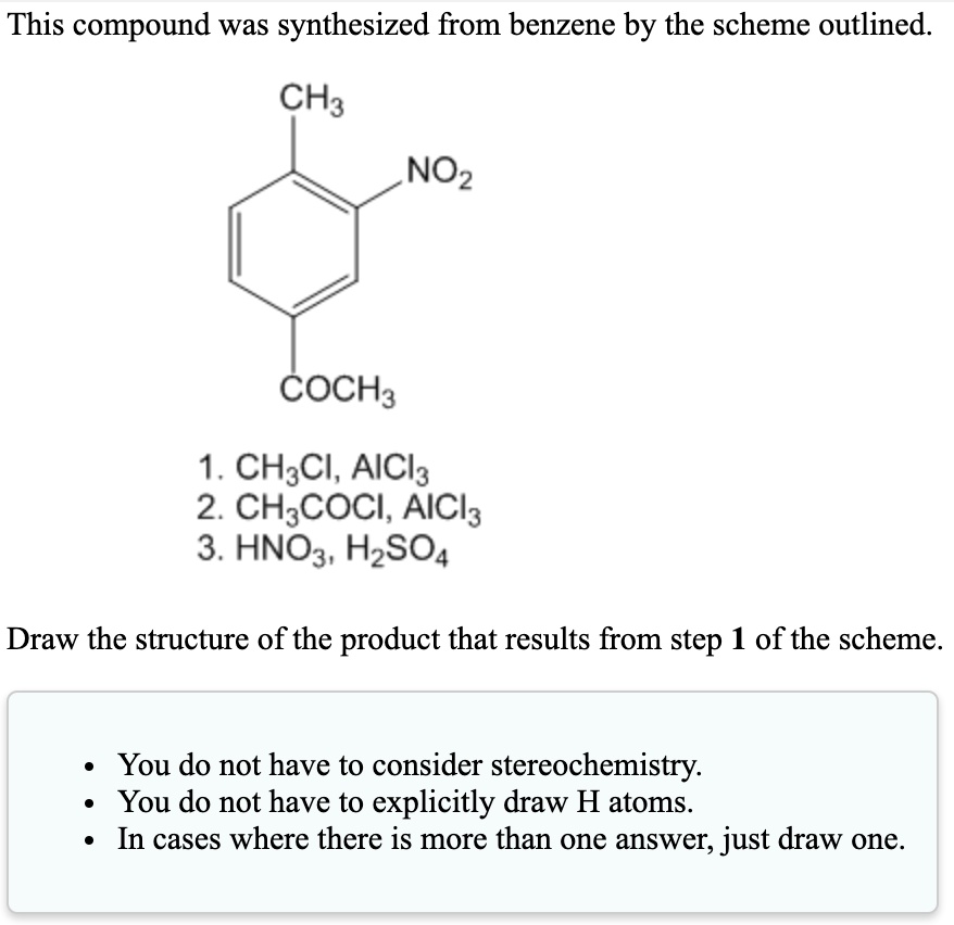 SOLVED: This compound was synthesized from benzene by the scheme ...