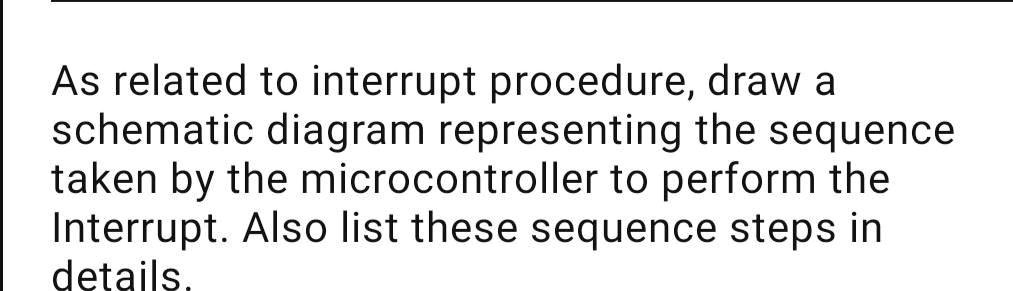 SOLVED: As related to interrupt procedure,draw a schematic diagram representing the sequence ...