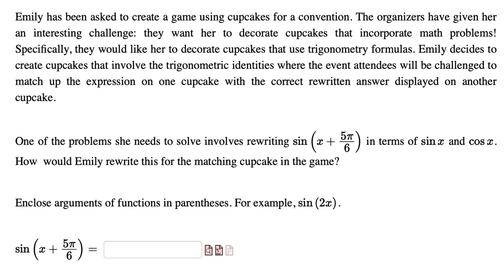 Emily has been asked to create a game using cupcakes for a convention ...
