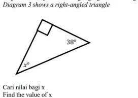 SOLVED: Diagram shows a right-angled triangle. Cari nilai bagi: Find ...