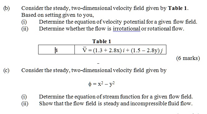 SOLVED: (b) Consider the steady, two-dimensional velocity field given ...