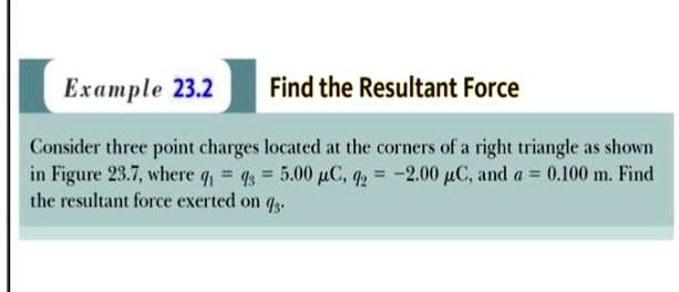 example 232 find the resultant force consider three point charges located at the corners of a ...
