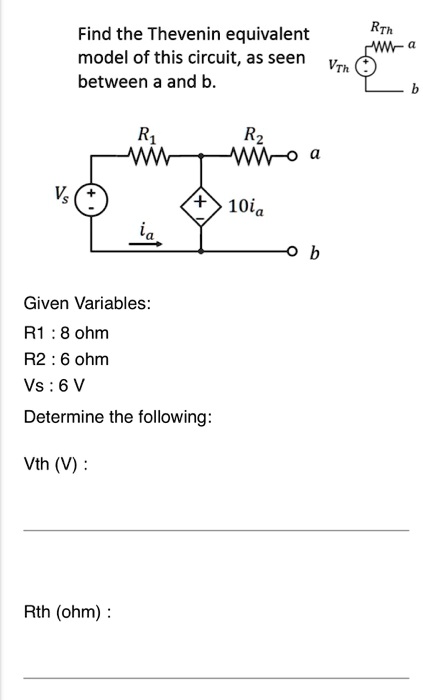 Solved Find The Thevenin Equivalent Model Of This Circuit As Seen