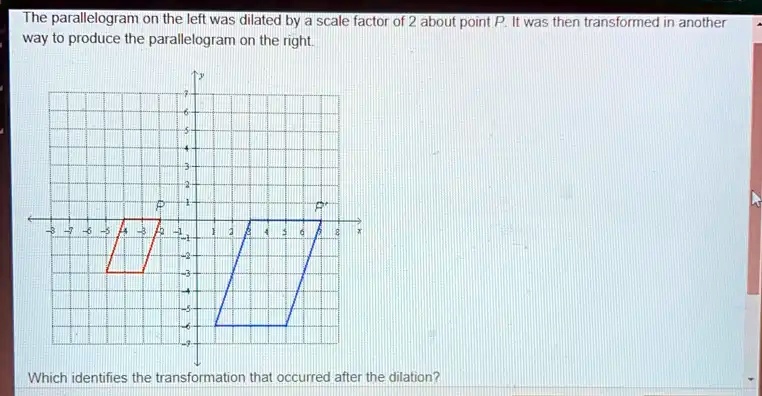 SOLVED: The parallelogram on the left was dilated by a scale factor or ...