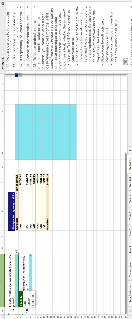 From the results of your hypothesis test, what is the p-value? 1.9 1.10 ...
