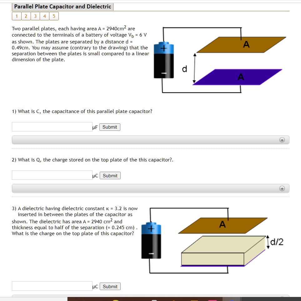 parallel plate capacitor and dielectric two parallel plates each having ...