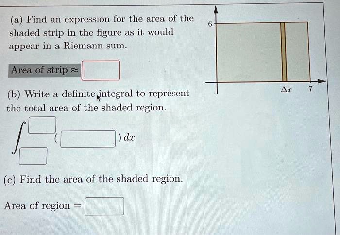 SOLVED: Find an expression for the area of the shaded strip in the ...