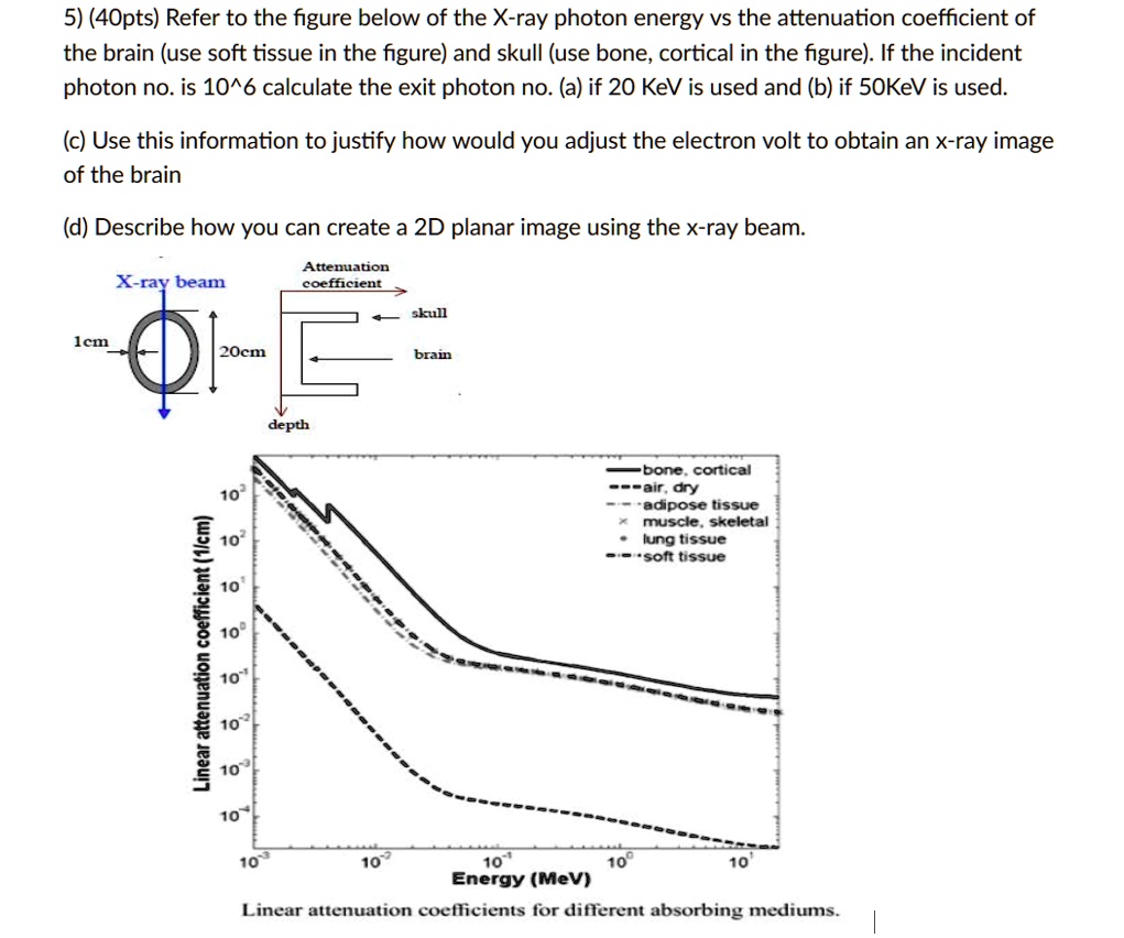 SOLVED: 5) (4 Options) Refer to the figure below of the X-ray photon energy vs the attenuation ...