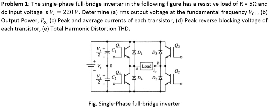 SOLVED: Problem 1: The single-phase full-bridge inverter in the ...