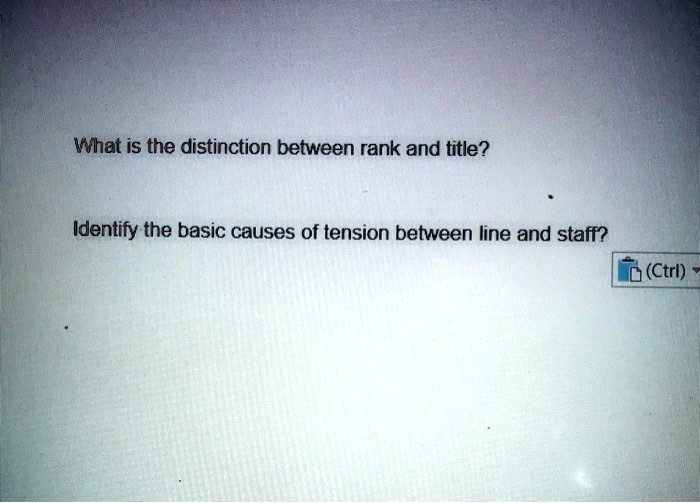 SOLVED: What is the distinction between rank and title? Identify the ...