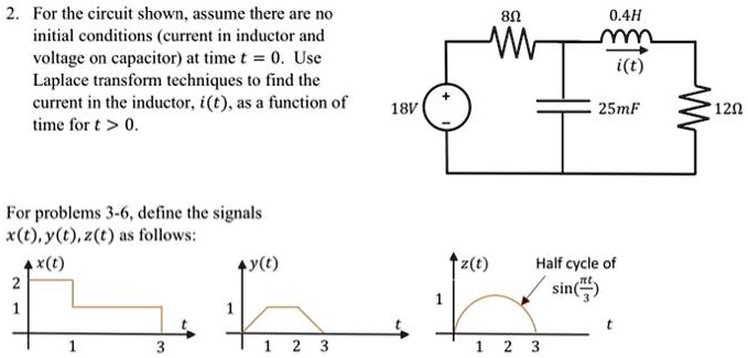 SOLVED: For the circuit shown, assume there are no initial conditions (current in inductor and ...