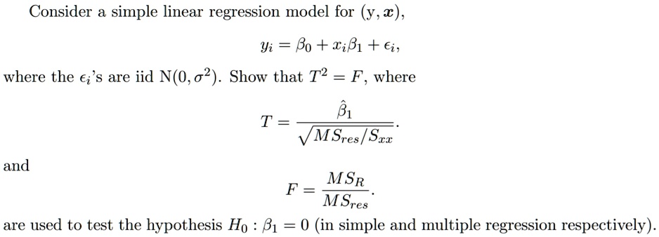 consider simple linear regression model for yx yi bo tib1 i where the s are iid n002 show that ...