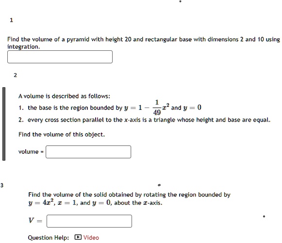 find the volume of pyramid with height 20 and rectangular base with ...