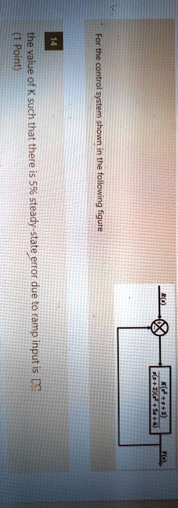 SOLVED: For the control system shown in the following figure, the value ...