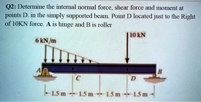 Determine the internal normal force, shear force, and bending moment in ...