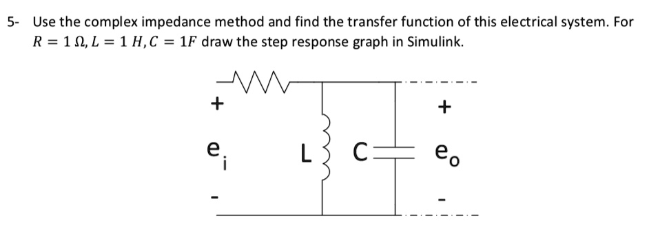 SOLVED: Use the complex impedance method to find the transfer function ...