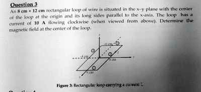 SOLVED: Question 3 An 8cm x 12cm rectangular loop of wire is situated in the x-y plane with the ...
