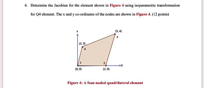 SOLVED: Determine the Jacobian for the element shown in Figure 4 using ...