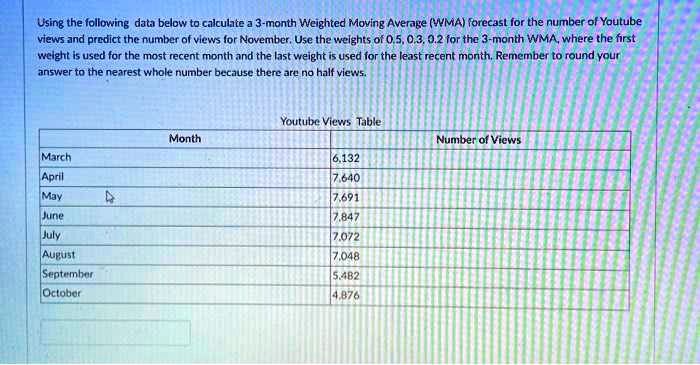 SOLVED: Texts: Using the following data below to calculate a 3-month ...