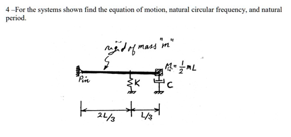 SOLVED: 4 - For the system shown, find the equation of motion, natural ...