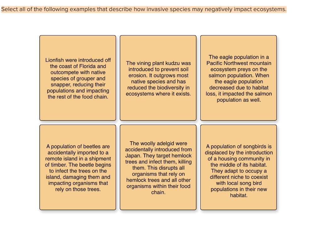 SOLVED: Text: Select all of the following examples that describe how ...