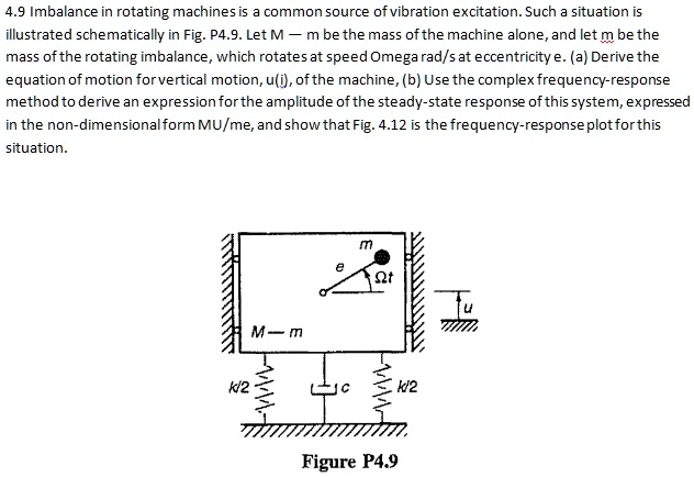 4.9 Imbalance in rotating machines is a common source of vibration excitation. Such a situation ...