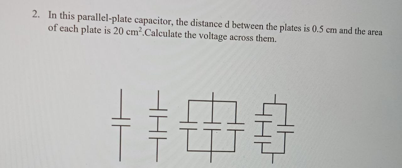 2. In this parallel-plate capacitor, the distance d between the plates ...
