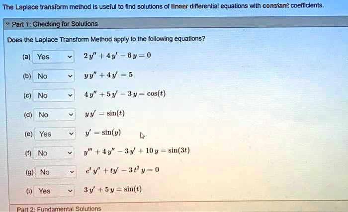 SOLVED: The Laplace transform method is useful to find solutions of linear differential ...