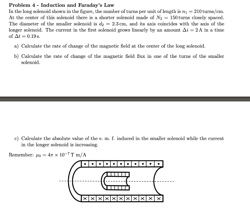 Problem 4: Induction and Faraday's Law In the long solenoid shown in ...